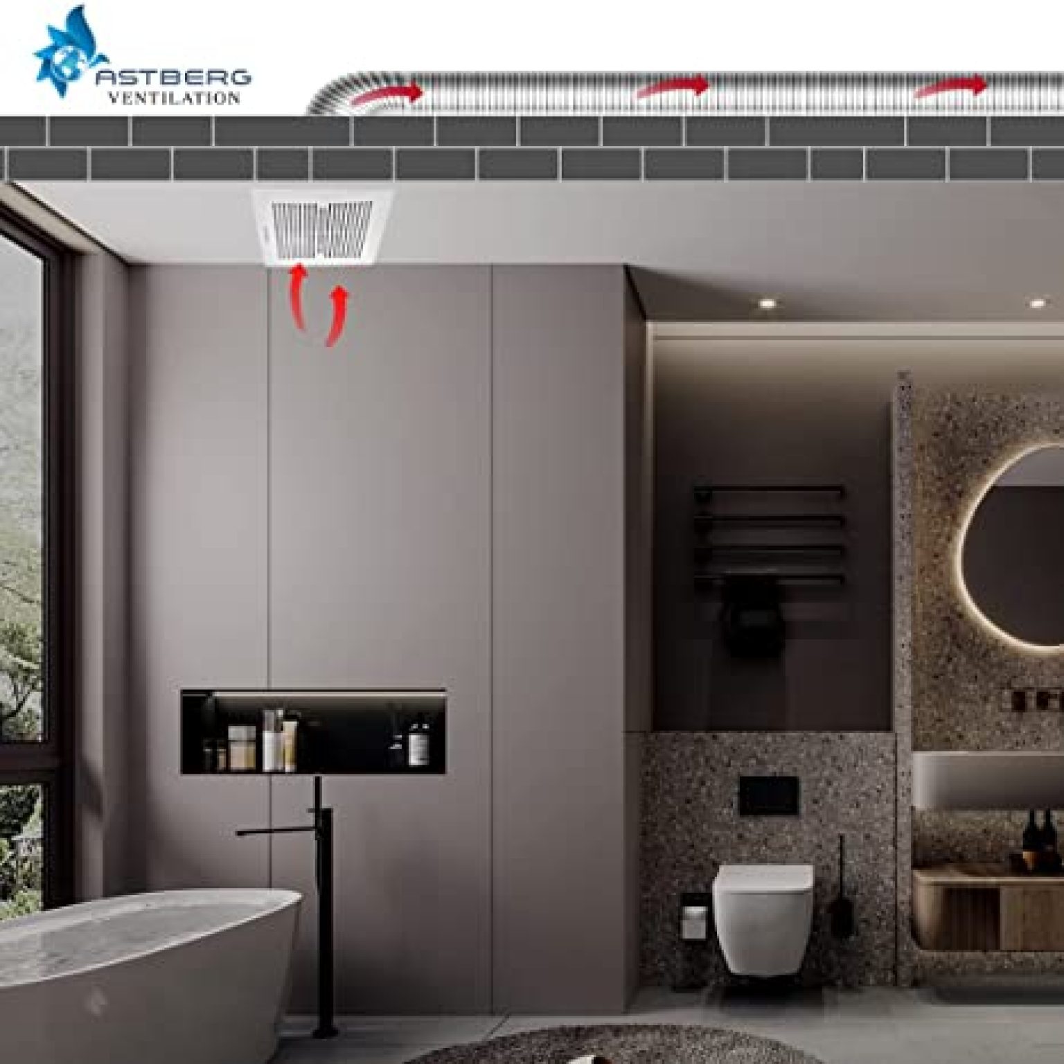 Astberg Ceiling Mounted Cassette Fan APT15-27 (150mm/6) (300CMH/176CFM ...